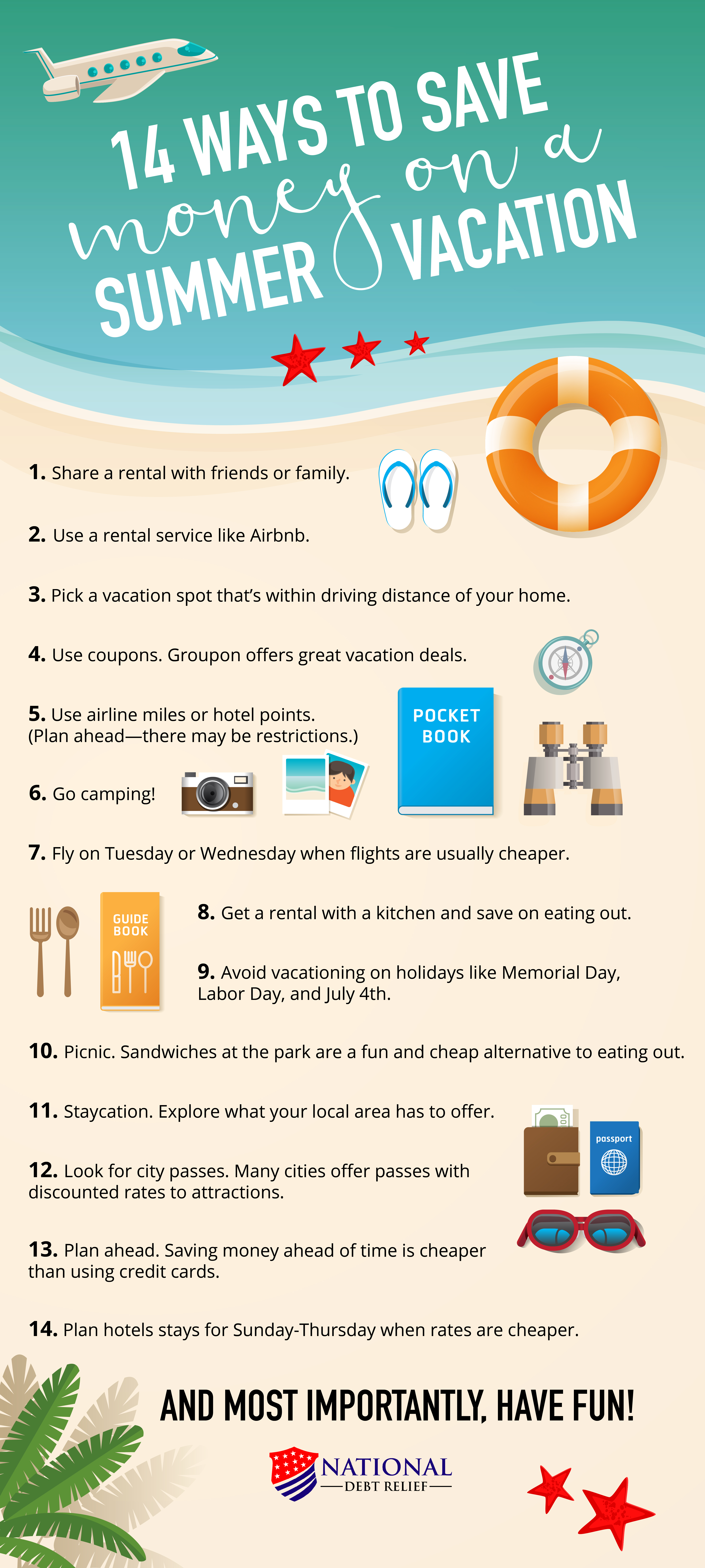 14 Ways To Save Money On A Summer Vacation Infographic 14 Ways To Save Money On A Summer Vacation Infographic